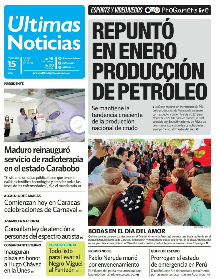 Titulares de la prensa nacional para este miércoles 15 de febrero