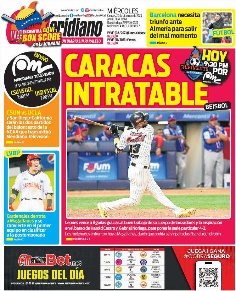 Titulares de la prensa nacional para este 20 de diciembre