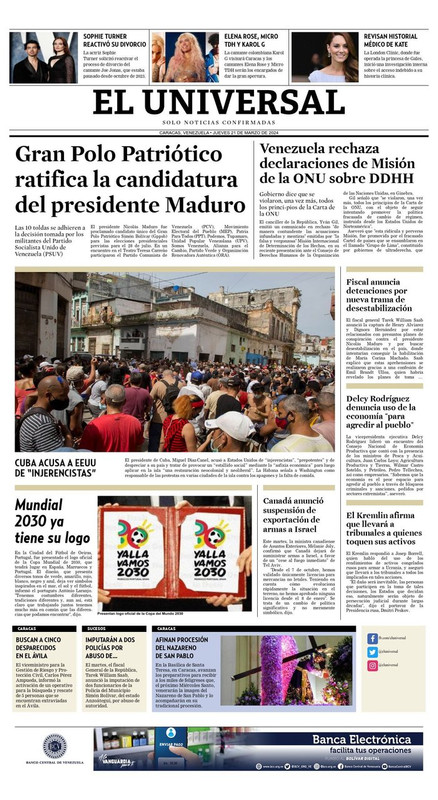 Titulares de la prensa nacional para este 21 de marzo