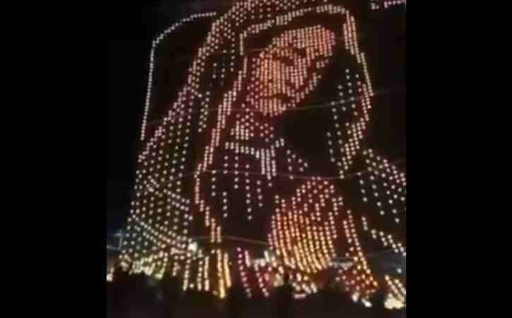 Encendieron cientos de velas para elaborar el rostro de la Virgen María ...