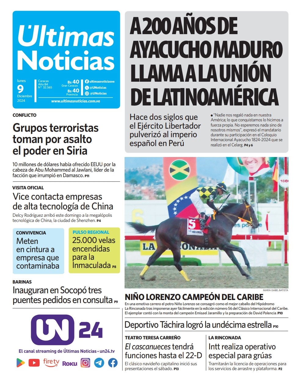 Titulares de la prensa nacional para este 09 de diciembre