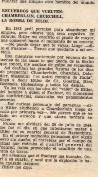 Así recordó, Heinz Linge, del círculo íntimo de Hitler sus últimos ...