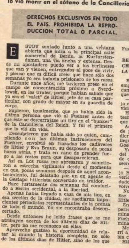 Así recordó, Heinz Linge, del círculo íntimo de Hitler sus últimos ...